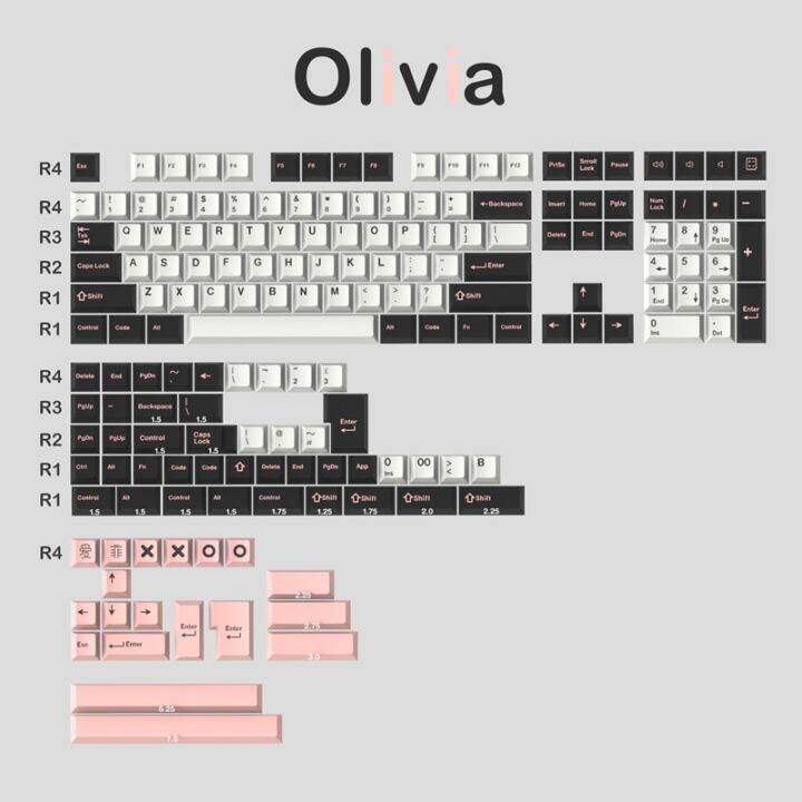 173 Keys/set GMK Olivia Keycaps ABS Double Shot Key Caps Cherry Profile ...