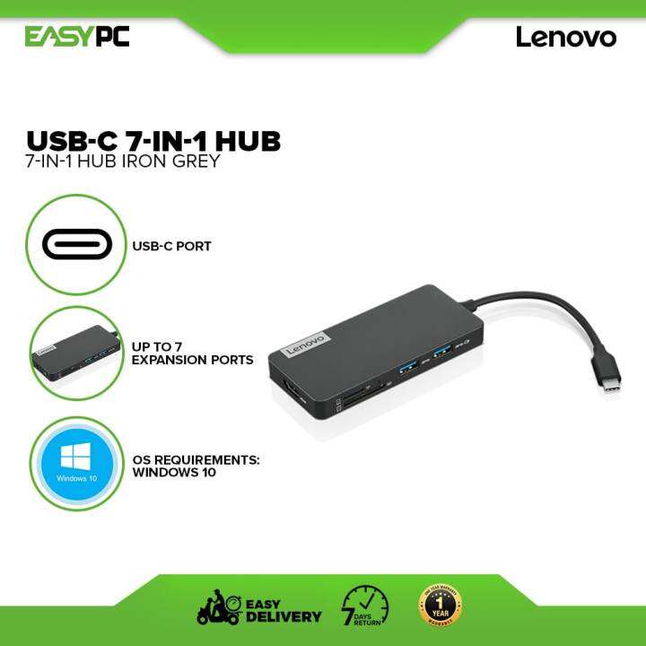 Lenovo USB-C 7-in-1 Hub Iron Grey GX90T77924 1ION | Lazada PH
