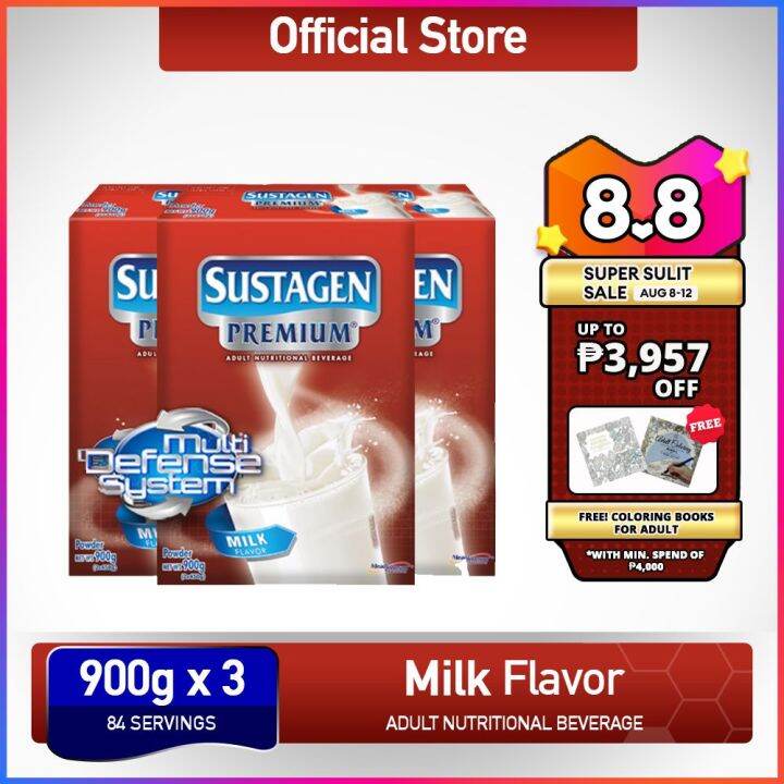 Sustagen Premium Milk Flavor 2.7kg (900g x 3) Adult Nutritional Powdered Milk Drink | Lazada PH