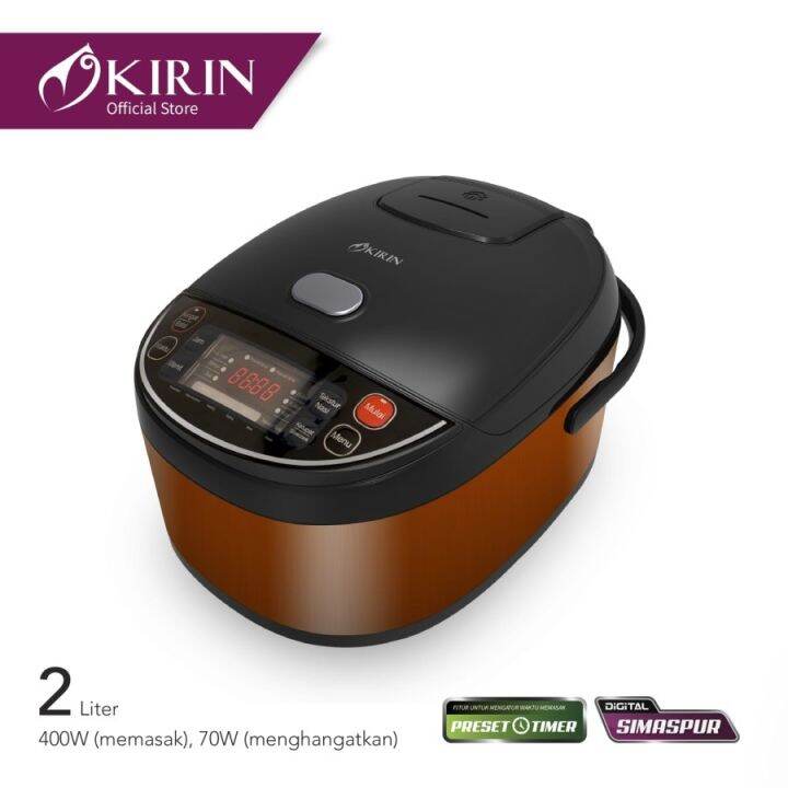 Rice Cooker Kirin KRC 420D Penanak Nasi Magic Com Kapasitas 2 Liter Preset Timer Daya 400W Kirin ...
