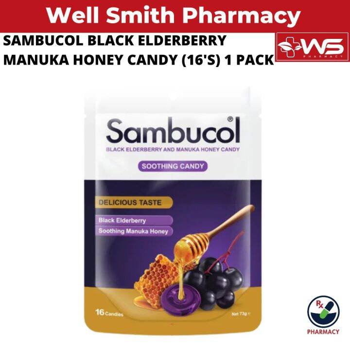 SAMBUCOL BLACK ELDERBERRY MANUKA HONEY CANDY (16 CANDIES) 1 PACK | Lazada