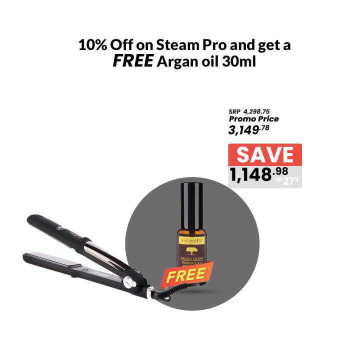 JML Steam Hair Pro Straightener and Get a FREE Argan Oil 30ml | Lazada PH