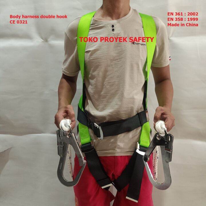 Full Body Harnes Doubel Hook Besar / Full Body Harness Double Big Hook / Safety Belt Double Hook ...