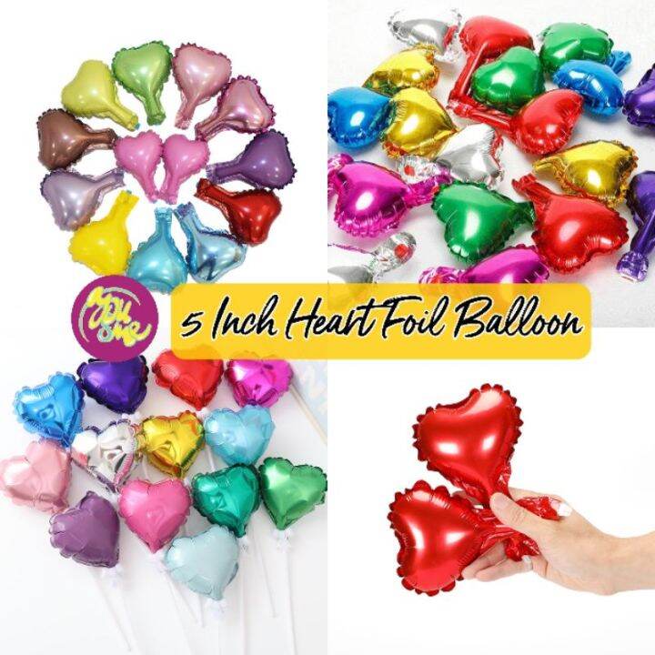 5 INCH Heart Shape Love Shape foil Balloon part1yballoon 5寸心形铝膜气球 爱心铝膜气球 5寸气球 | Lazada