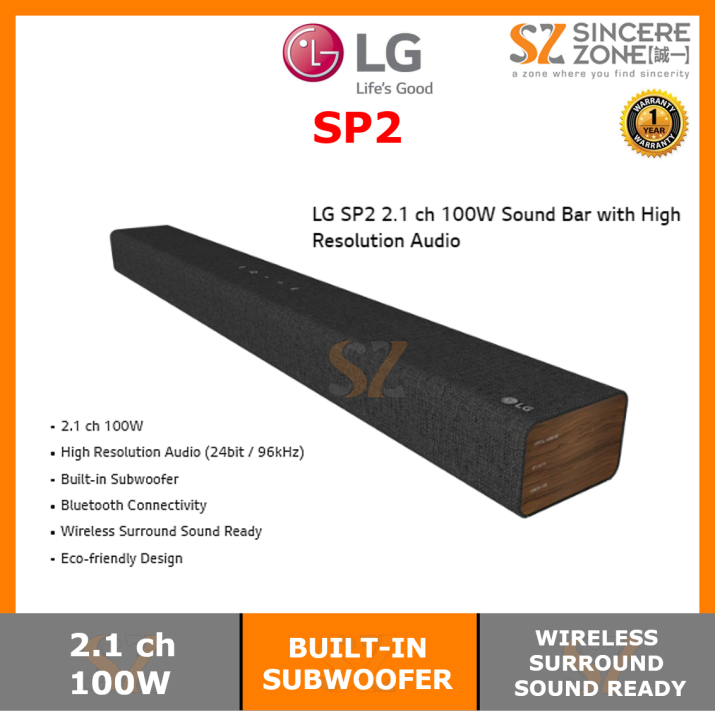LG SP2 2.1 Channel Sound Bar with Built-In Subwoofer | Lazada