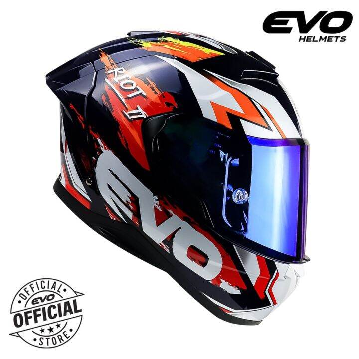 EVO XT-300 Riot Dual Visor Full Face Helmet With Free Clear Lens ...