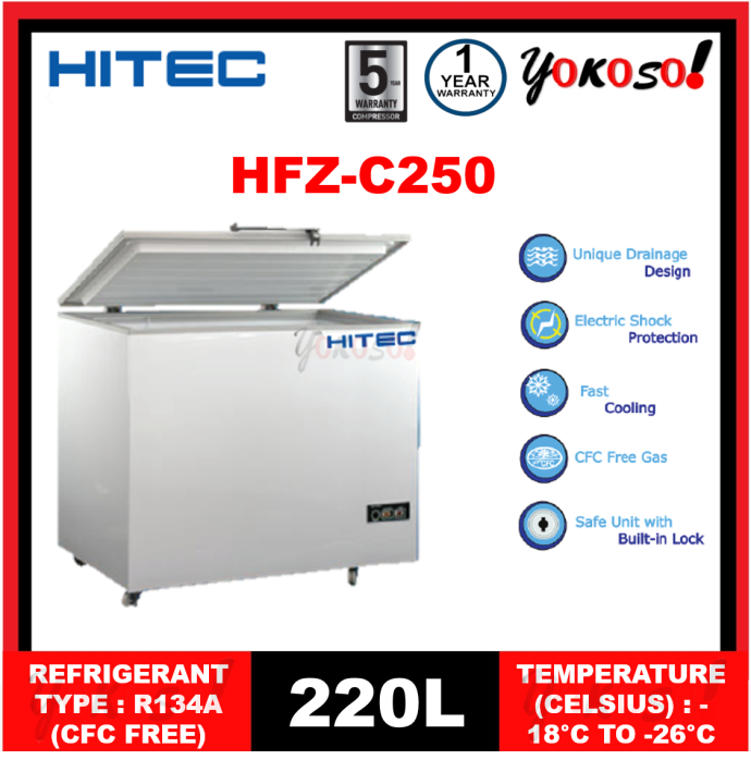 HITEC HFZ-C250 CHEST FREEZER (220L) | Lazada