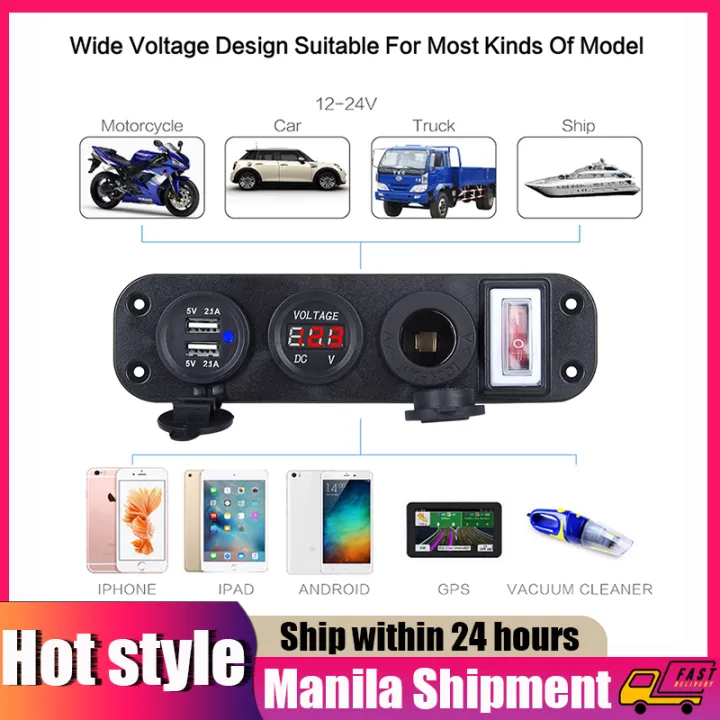 【delivery From Manila】4 In 1 New Digital Voltmeter 12v Power Socket