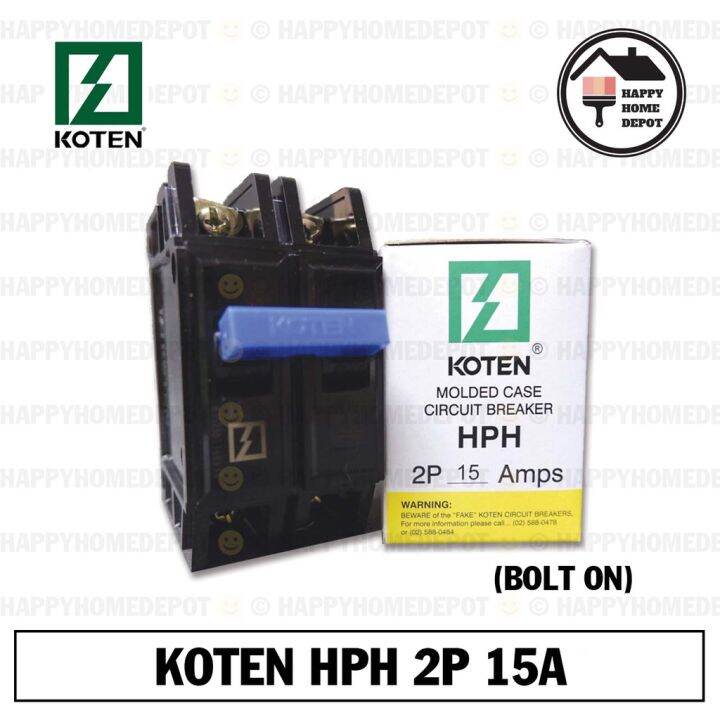 KOTEN Bolt-On Type Circuit Breaker HPH 2P 15A 20A 30A 40A 60A 100A♪ | Lazada PH