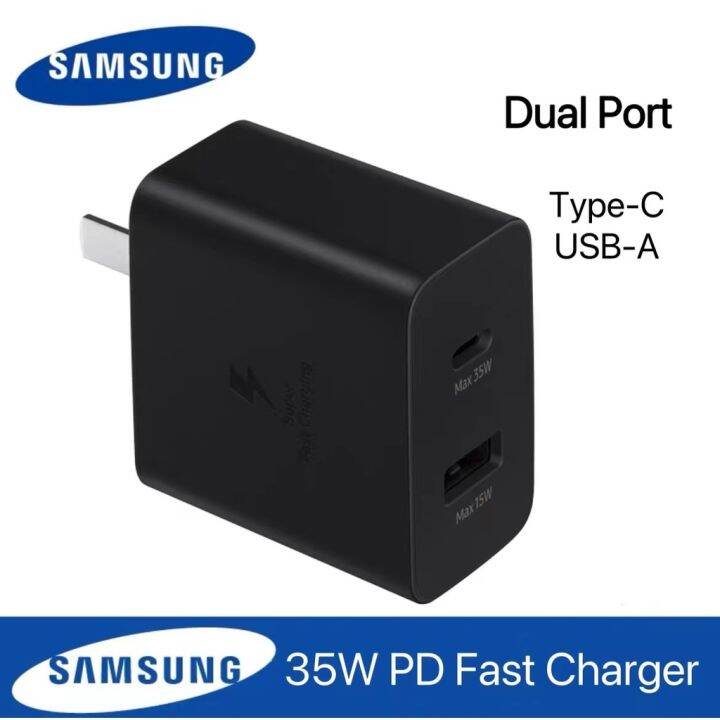 Samsung 35W PD Super Fast Charging Dual Type C Cable USB-A Power ...