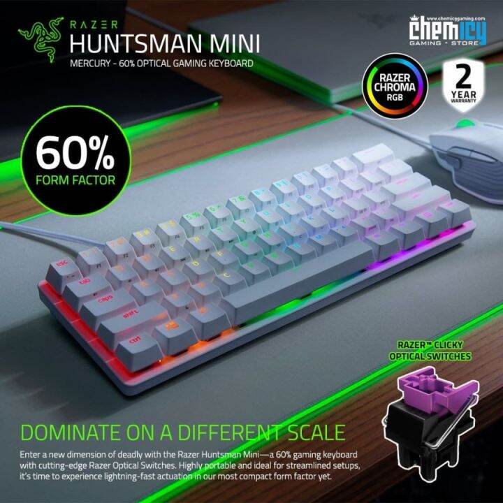 Razer Huntsman Mini Mercury White 60% Mechanical Gaming Keyboard ...