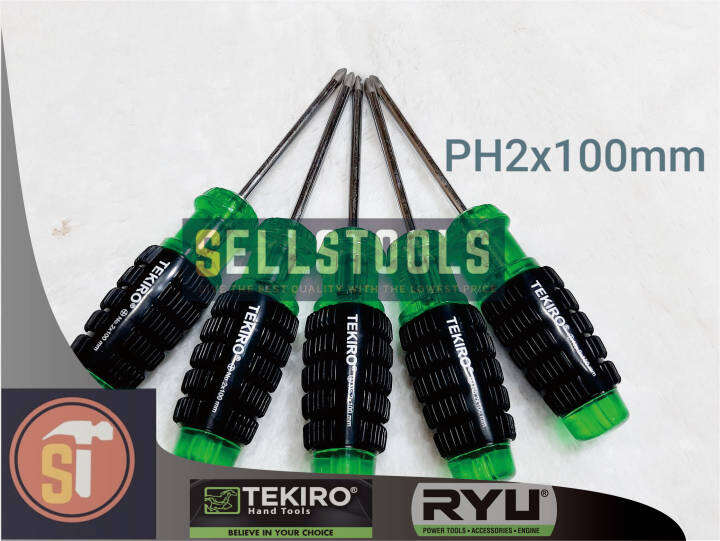 Tekiro Obeng Gagang Karet Plus (+) PH2 X 100mm merk TEKIRO RYU | Lazada ...