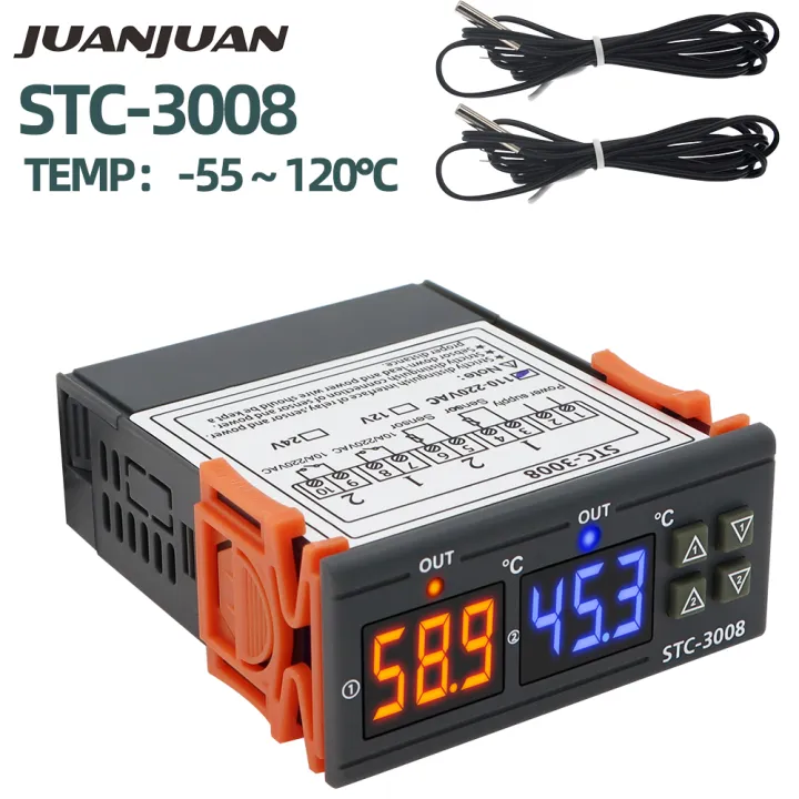 STC-3008 KT99 Dual Digital Temperature Controller Two Relay Output 12V 24V 220V Thermoregulator ...