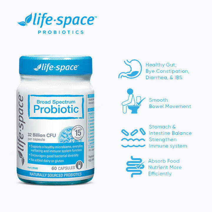 Life Space Premium Broad Spectrum Probiotics, 32 Billion CFU & 15 ...