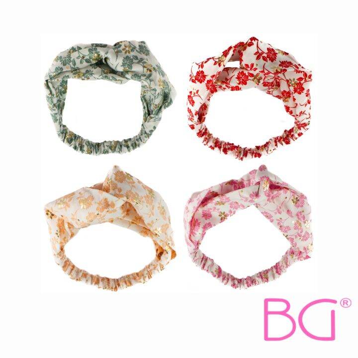 BROADWAY GEMS Hair Turban Overlap Assorted Design (Gold Flower ...