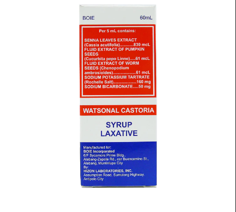 CASTORIA Laxative Senna Leaves Extract Sodium Potassium Tartrate Syrup ...