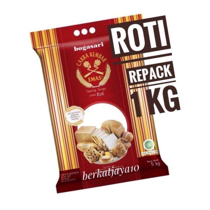 Tepung Terigu Cakra Kembar Emas untuk Roti Bogasari repack 1kg | Lazada ...