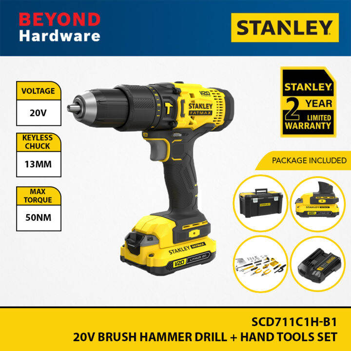 Stanley 20V Brush Hammer Drill + Hand Tools Set - SCD711C1H-B1 | Lazada