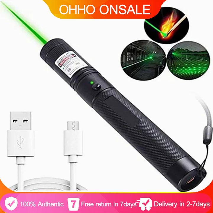 🔝Original+ 24 hours delivery USB Rechargeable GREEN/RED LASER Pointers 532nm 10000m High Power ...