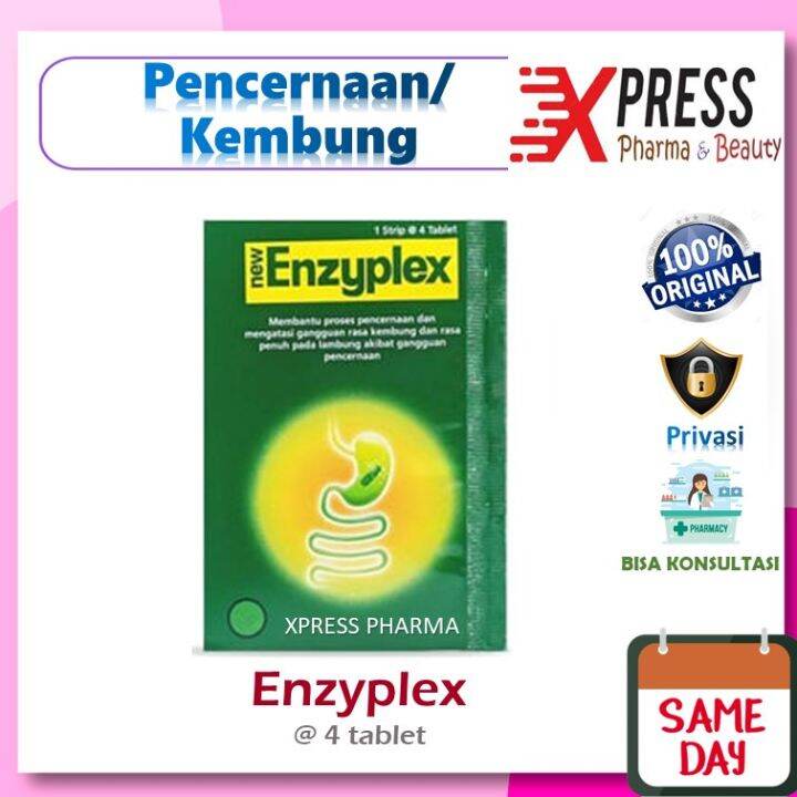 ⚡XPRESS⚡ Enzyplex STRIP isi 4 Tablet Obat Kembung Lambung Enzim Enjim ...