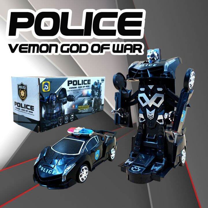 Original Police Transformer Car Robot Action Figure Battery Operated ...