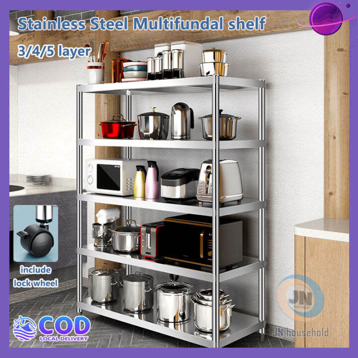 3/4/5 Layers Folding Rack Kitchen Organizer Shelf Foldable Storage Rack ...