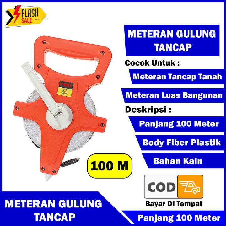 Meteran Gulung Roll Tancap Alat Ukur Luas Bangunan Tanah Meteran Tape ...