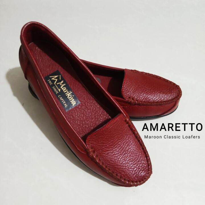 Marikina Made Genuine Leather MAROON Loafers for Women/Topsiders for ...