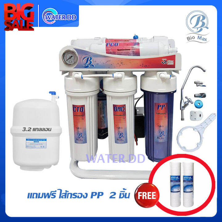 จัดส่งฟรี Bio Max เครื่องกรองน้ำ 5 ขั้นตอน ระบบ RO 200 GPD ความละเอียด ...