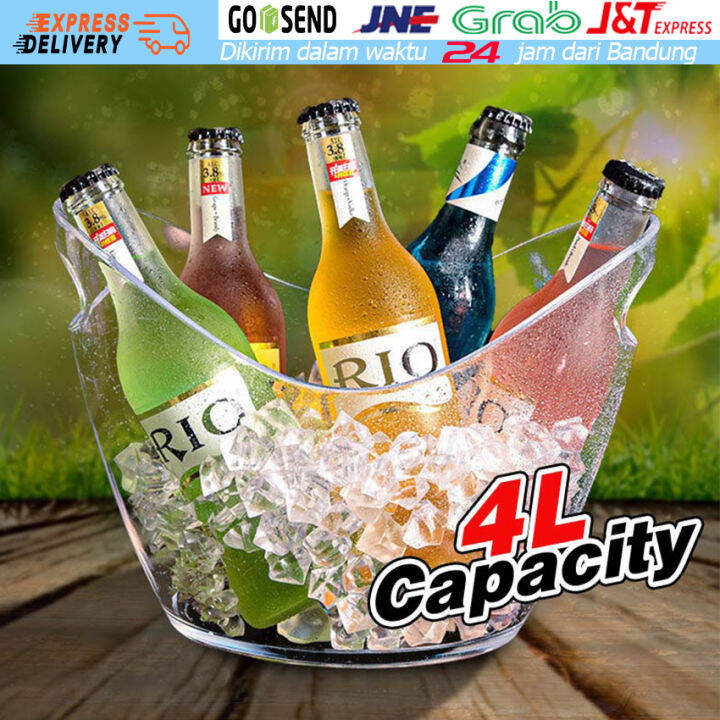 4L Ice Bucket Ember Es Acrylic Transparan Beer/Bir/Wine/Soju Ce Bucket ...