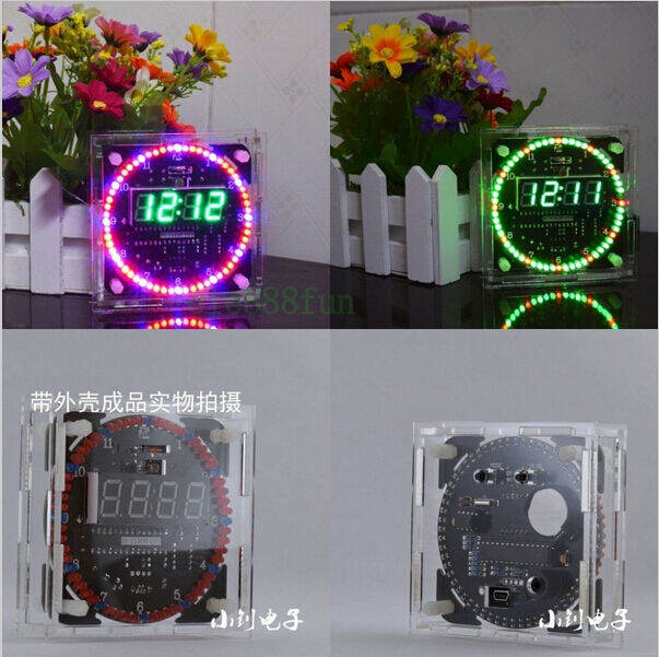 DIY Kit DS1302 Rotating LED Electronic Digital Clock 51 SCM Learning ...