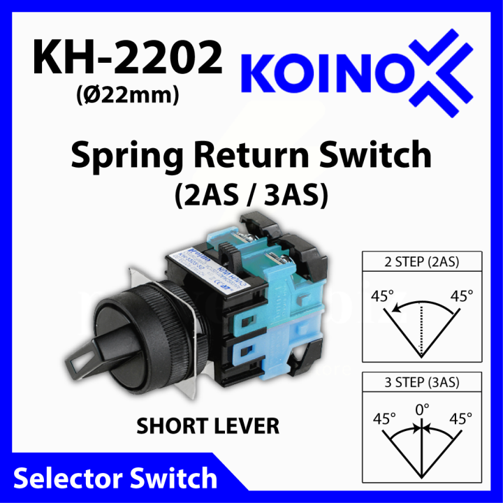 KOINO KH-2202 (Ø22mm) Spring Return Short Lever Selector Switch, KH ...