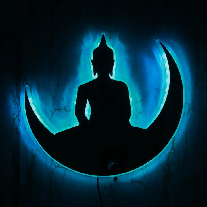 Buddha Religious And Belief LED Mirror Wall Light Buddhism 7 Color ...