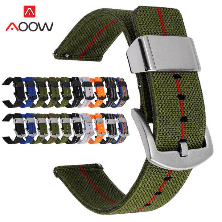 Woven Nylon Strap 18/20/22/24mm Stainless steel Hoop Quick Release Men ...