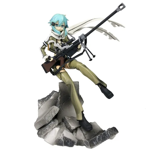 PVC Anime SAO Phantom Bullet Sinon Action Figure 1/8 Scale Sit Sword ...