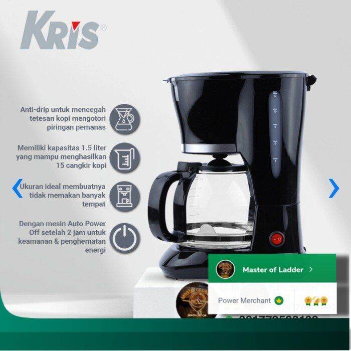 Kris Coffee Maker Drip 1,5L Hitam/Mesin Kopi Seduh Listrik Otomatis ...