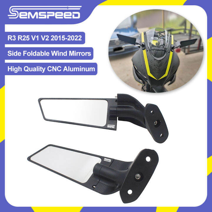 SEMSPEED Motorcycle Foldable Side Wind Mirrors Rearviews For Yamaha R25 ...
