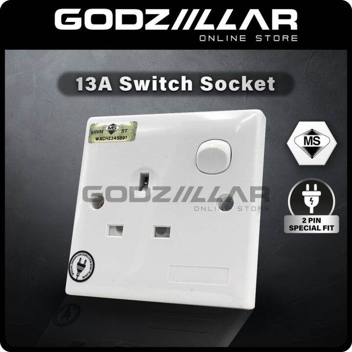 (Sirim) 13A Single Switch Socket Electric Socket Switch Lampu Socket ...