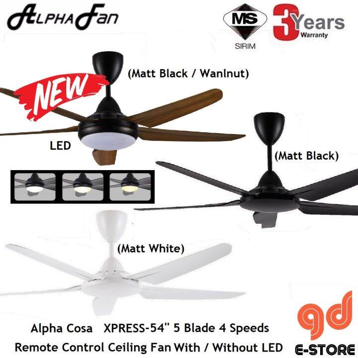 Alpha Cosa Xpress 54'' 5 Blades 4 Speeds LED With Remote Control ...