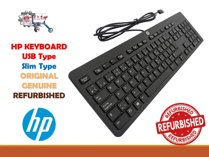 HP Keyboard USB Wired Ultra Slim REFURBISHED US for Desktop Laptop Call ...