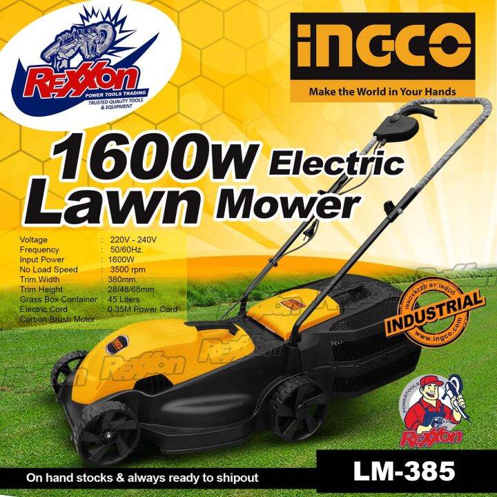 INGCO 1600W Electric Lawn Mower LM385 Rexxon Power Tools Trading ...