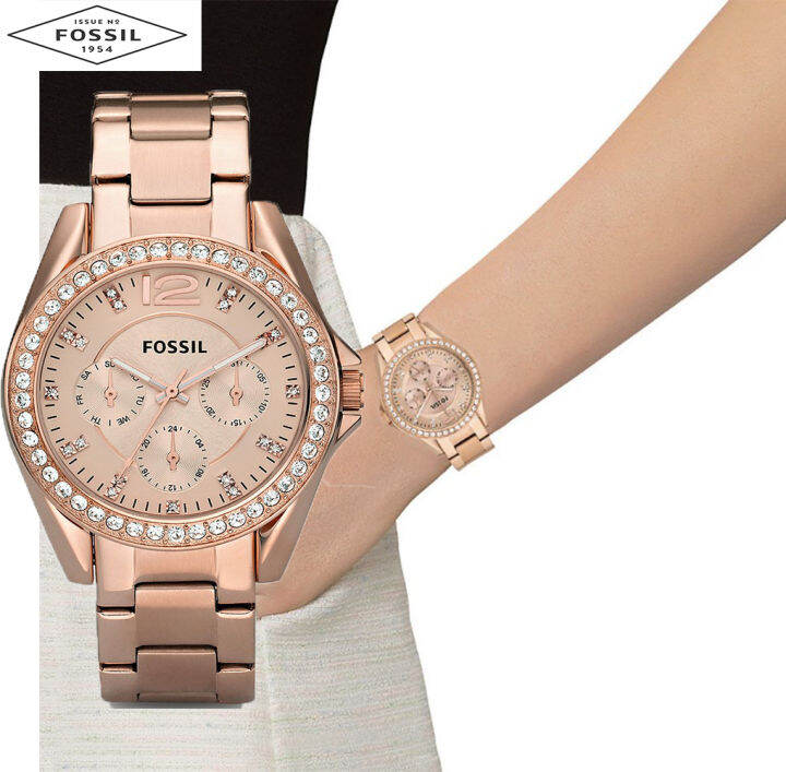 (Real Photo) Original Fossil Women'sFossil Riley Multifunction Rose ...