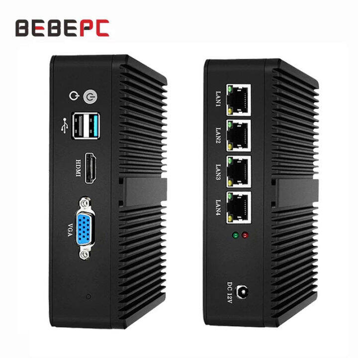 Fanless Mini PC Server Firewall In Celeron J4125 4LAN Gigabit Ethernet ...