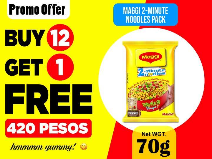 Maggi 2-Minute Noodles 70g pack Promo Offer Buy 12 Get 1 Free | Lazada PH