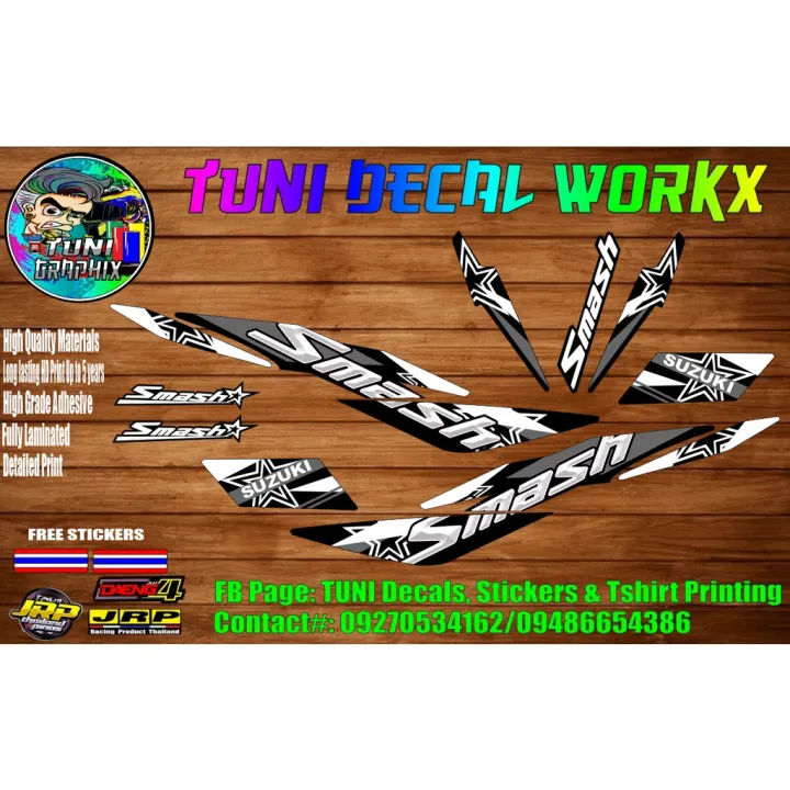 sticker decals motorcycle Smash 115 Stock Decal (WHITE w freebies ...