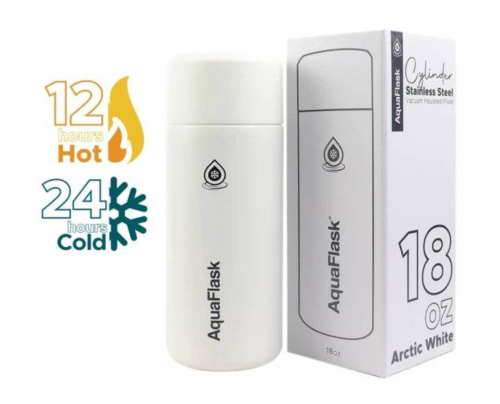 Aquaflask Arctic White (18oz) - Cylinder Wide Mouth with Vacuum ...