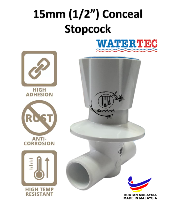 WATERTEC 15mm 1/2" Conceal Flange PVC Stopcock Stop Valve Conceal Stop ...