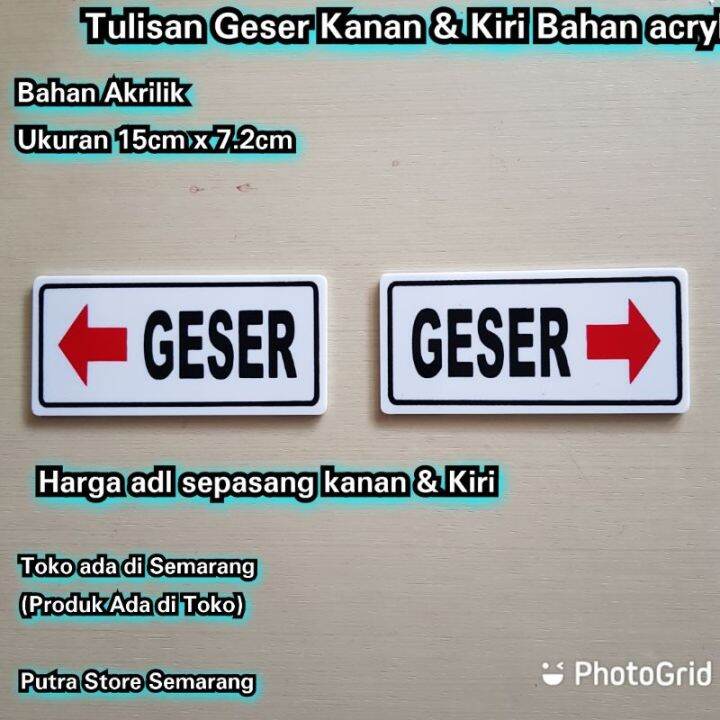 Tulisan geser kanan dan kiri sepasang Bahan akrilik tulisan geser di ...
