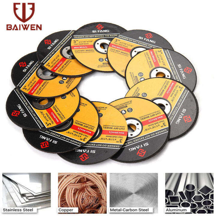 BAI WEN 3 inch Cut Off Wheel Cutting Disc 75 x 1.6 x 9.5mm Hole Resin ...