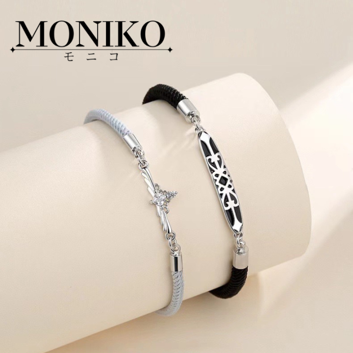 MONIKO Original Design Black and White Couple Bracelet Moonstone Impact ...
